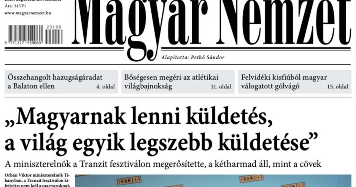 2023.08.26. - Magyar Nemzet - Napilap